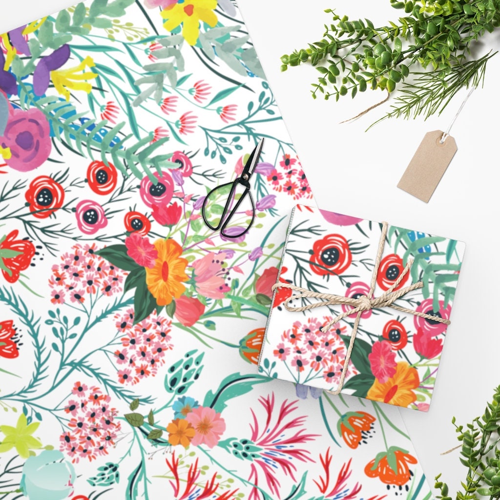 Floral Wrapping Paper, Modern Floral Gift Wrap - Etsy