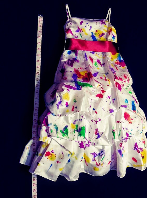 Hand Painted Flower Girl Dress, Paint Splash Girls Party Dress - Etsy