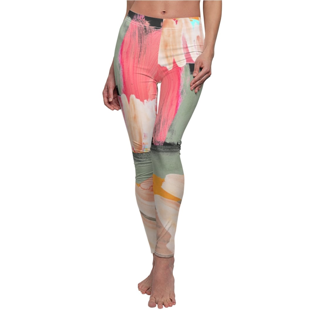 Abstract Leggings, Paint Splash Designer Yoga Leggings., Yoga Pants ...