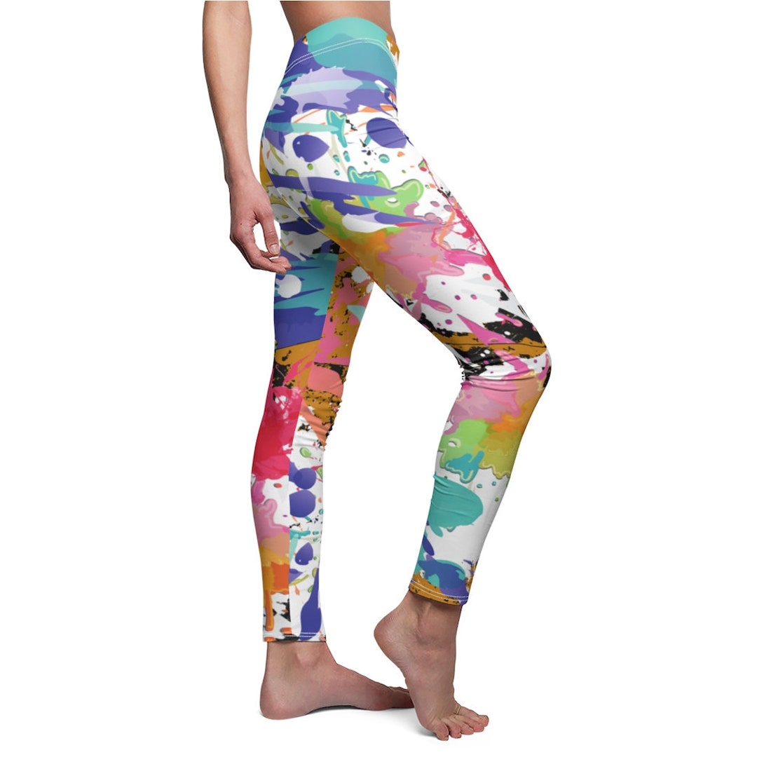Abstract Leggings, Paint Splash Designer Yoga Leggings, Workout Tights ...