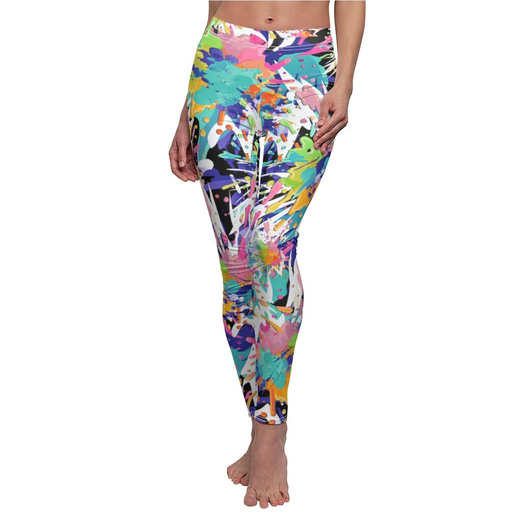 Abstract Paint Splash Leggings, Yoga Pants, Artful Design - Etsy