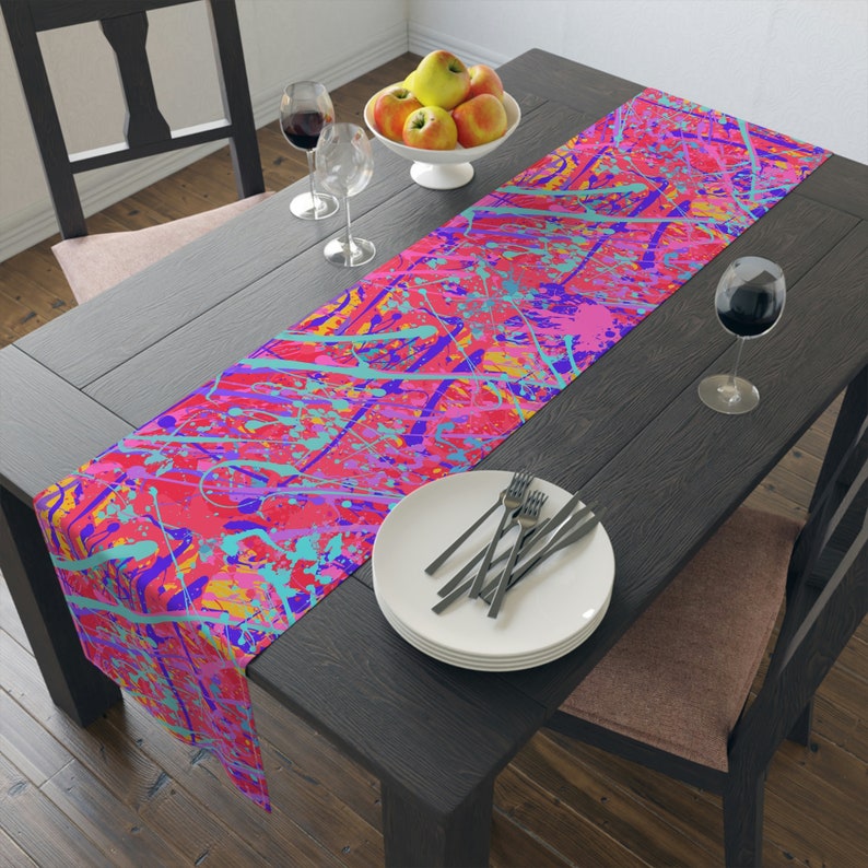 Abstract Paint Splash Designer Table Runner Retro Home - Etsy