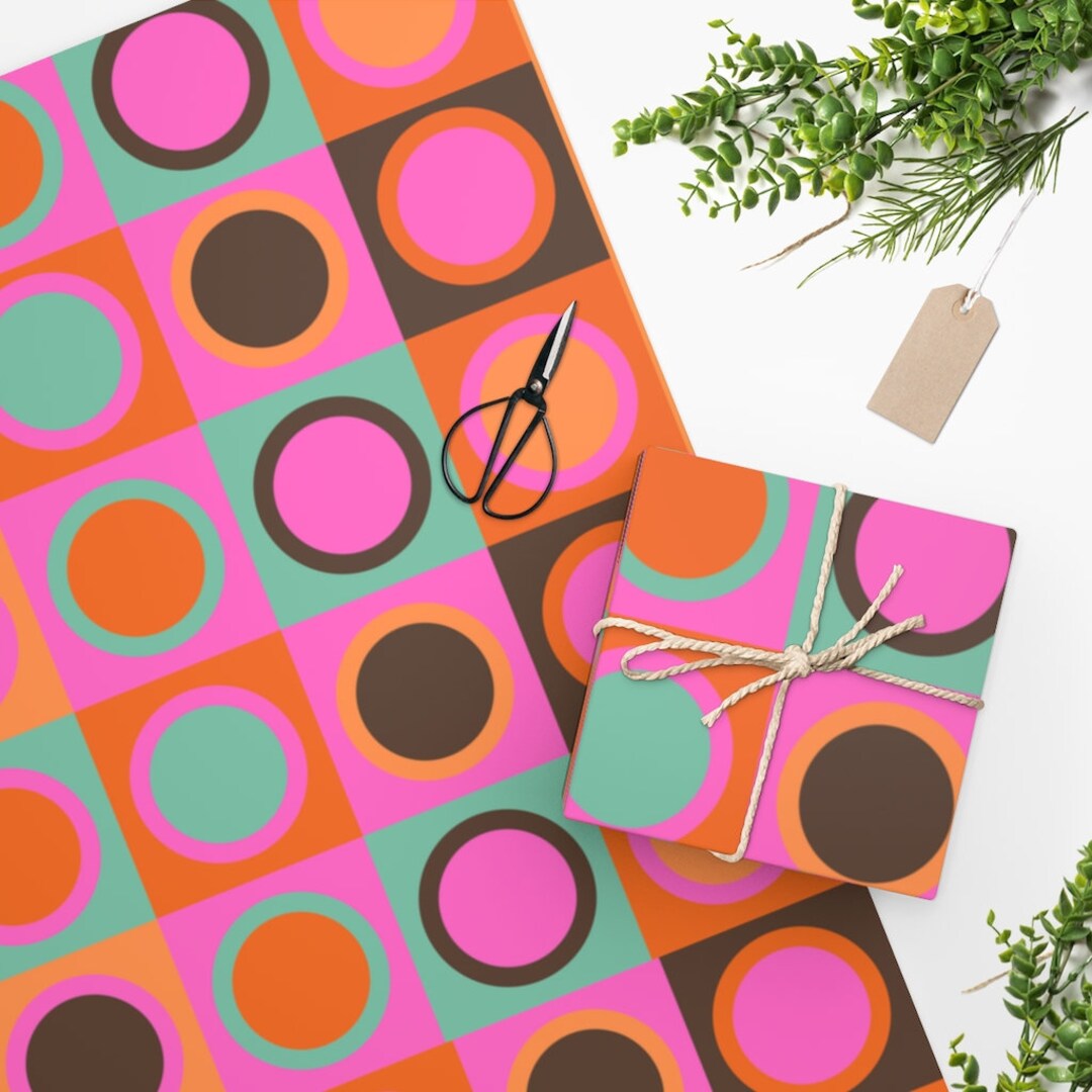 Mid Century Modern Gift Wrap, Retro Wrapping Paper, Geometric Circles ...