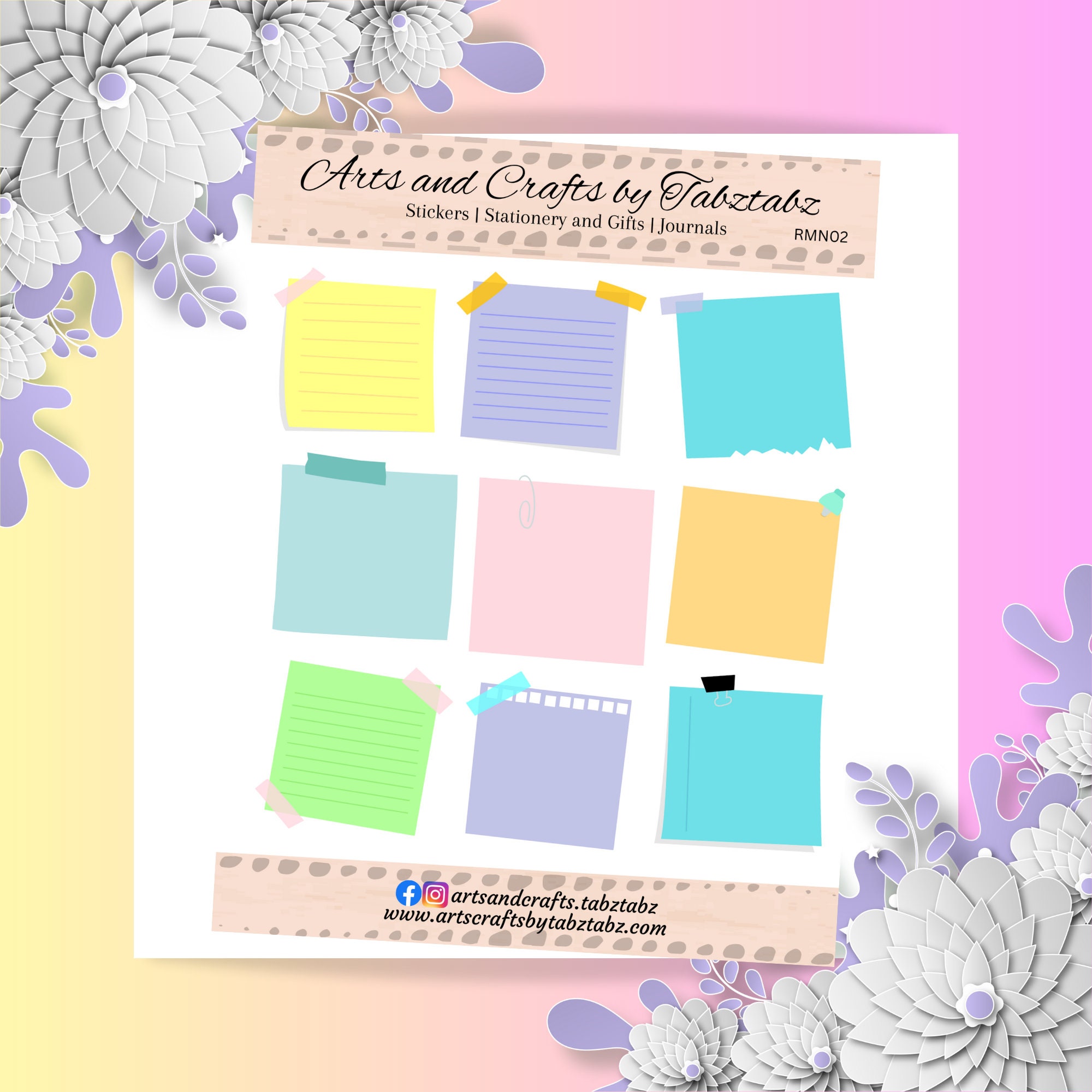 Sticky Note | Journaling | RMN02 | Arts and Crafts by Tabztabz - Etsy