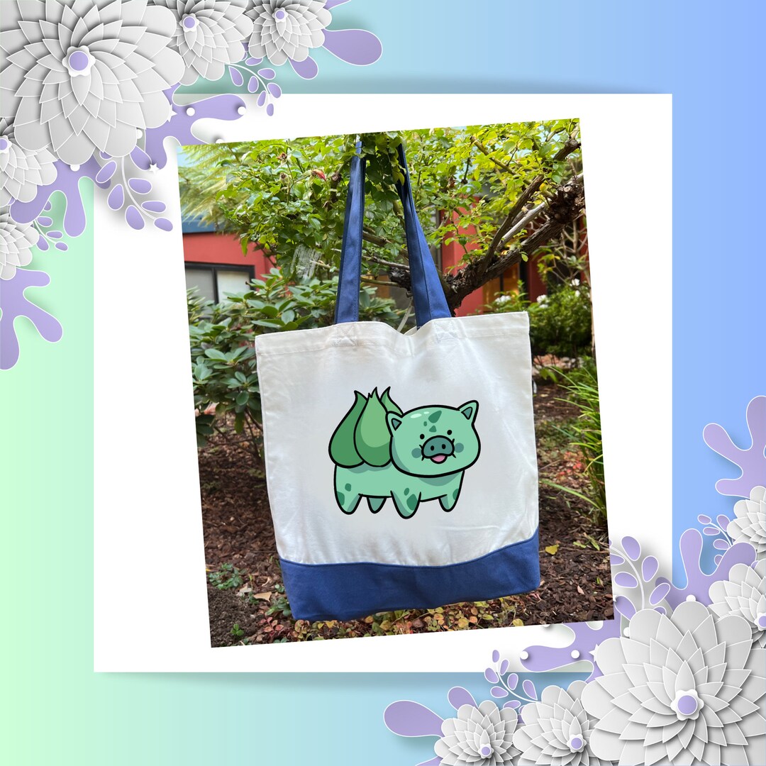 Snoey and Nixie Tote Bag Pokemon Theme Bulbasaur Pig - Etsy