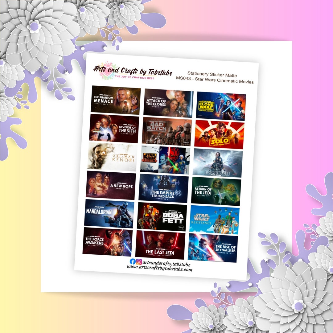 Movie Cinematic Star Wars Collection | Planner Stickers | Movie ...