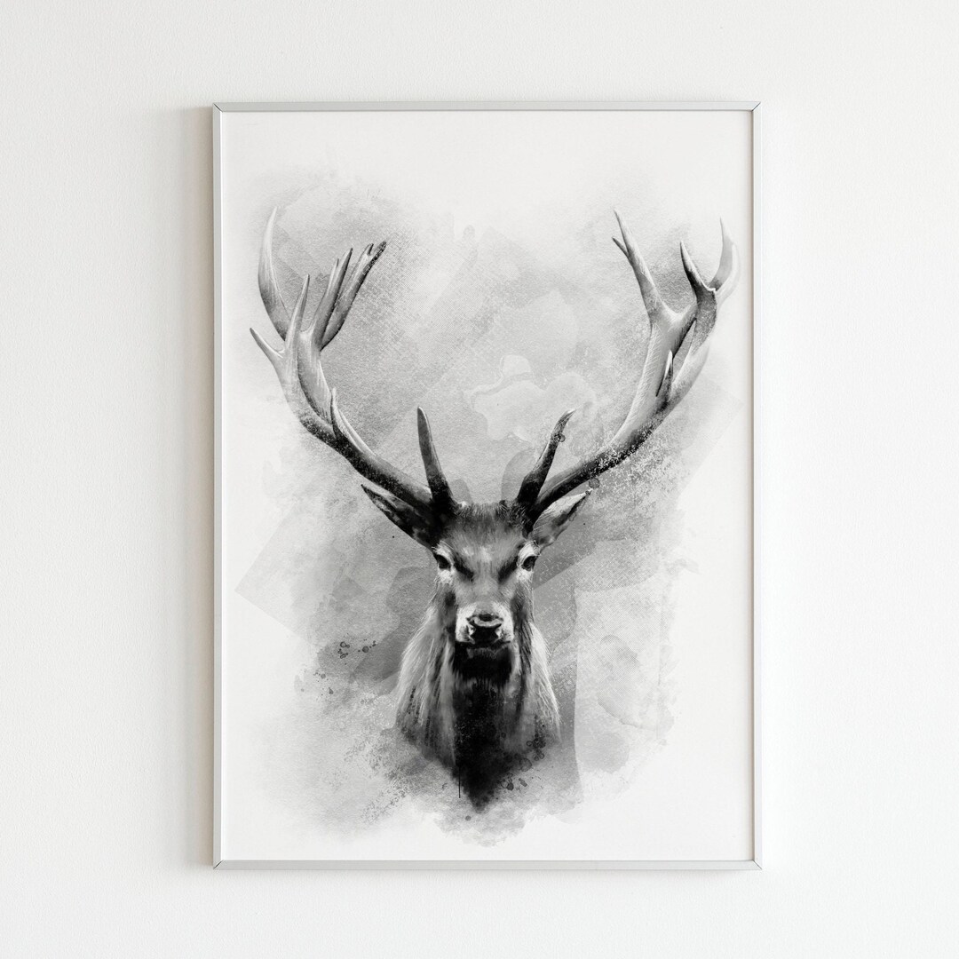 Stag Print, Stag Wall Art, Stag Wall Decor, Stag Wall Print, Woodland ...