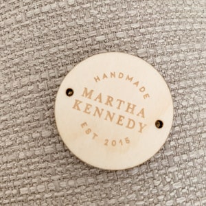 Personalised Button Tag for Crafters, Small Business, Engraved Wood ...