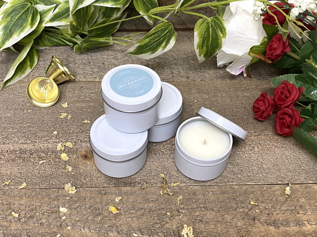 Custom Party Favor Candles - 2oz White Tins Set of 10 Candles - Etsy