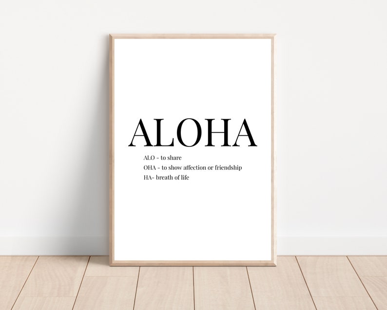 Aloha SVG/PNG/PDF. Aloha Definition Dictionary Print. Hawaiian Wall Art ...