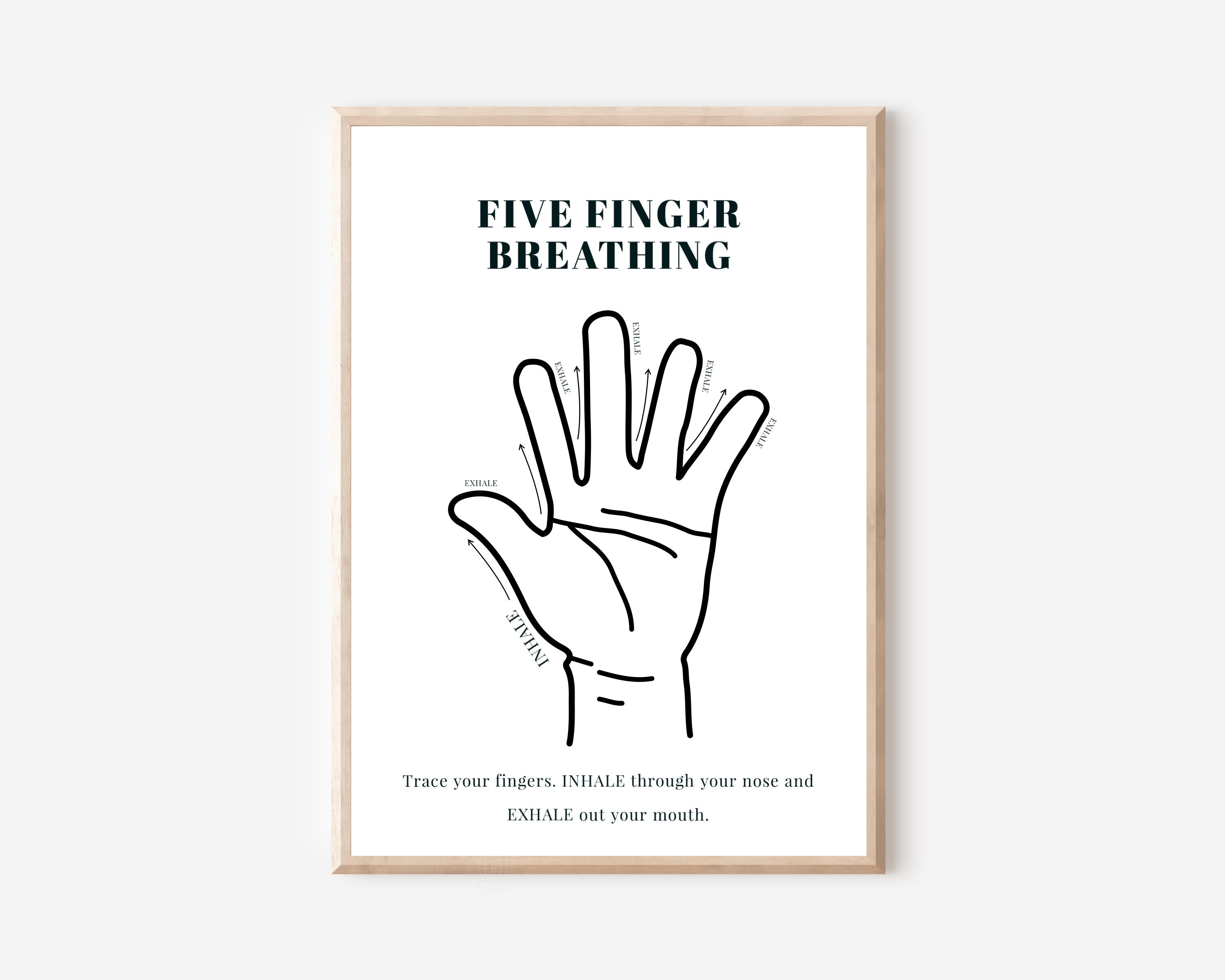 Five Finger Breathing SVG/PNG/PDF. Montessori and Educational Wall Art ...