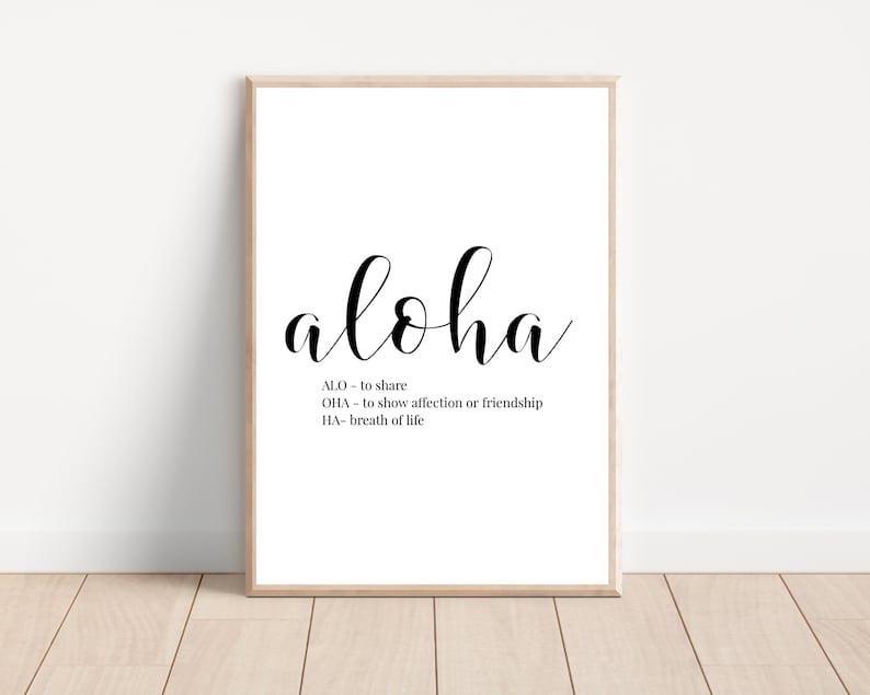 Aloha SVG/PNG/PDF. Aloha Definition Dictionary Print. Hawaiian Wall Art ...