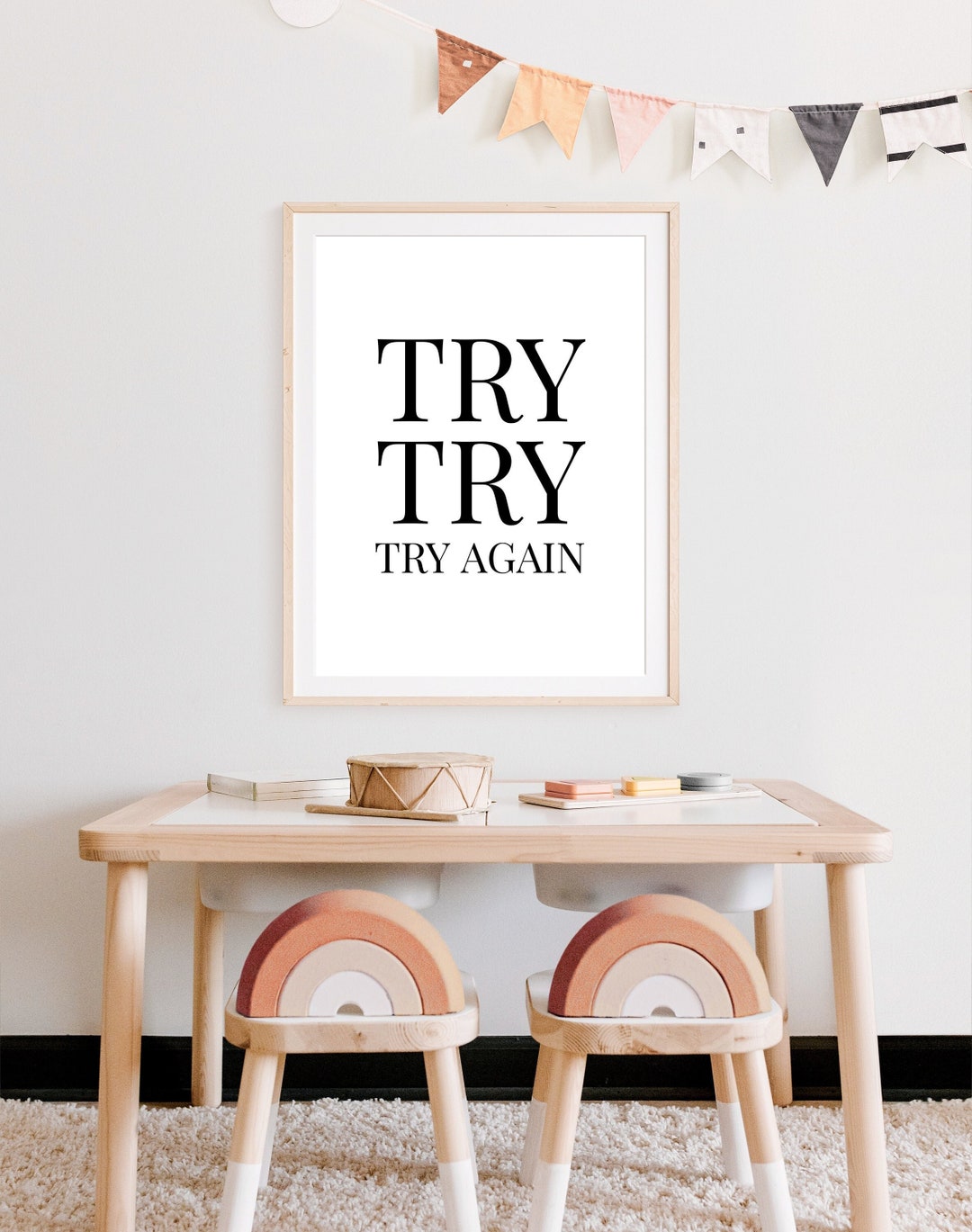 Try Try Try Again SVG/PNG/PDF. Montessori Nursery. Educational Wall Art ...