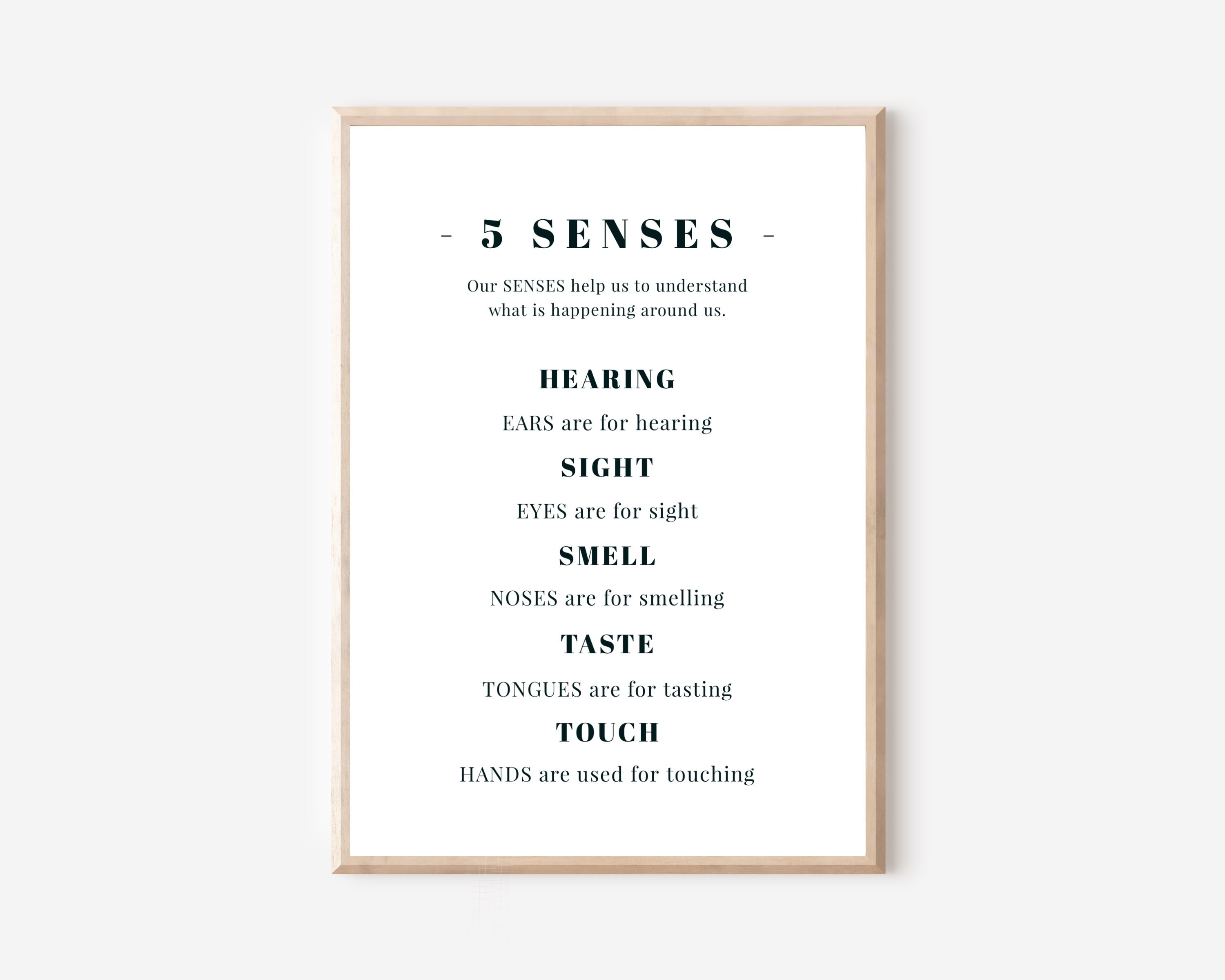 5 Senses SVG/PNG/PDF. Montessori Nursery. Educational Wall Art ...