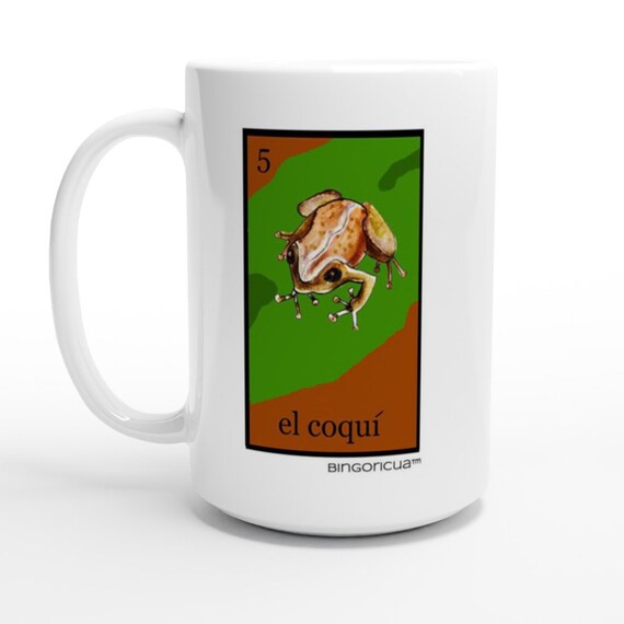 Bingoricua's Card No. 5 El Coqui White 15oz Ceramic | Etsy