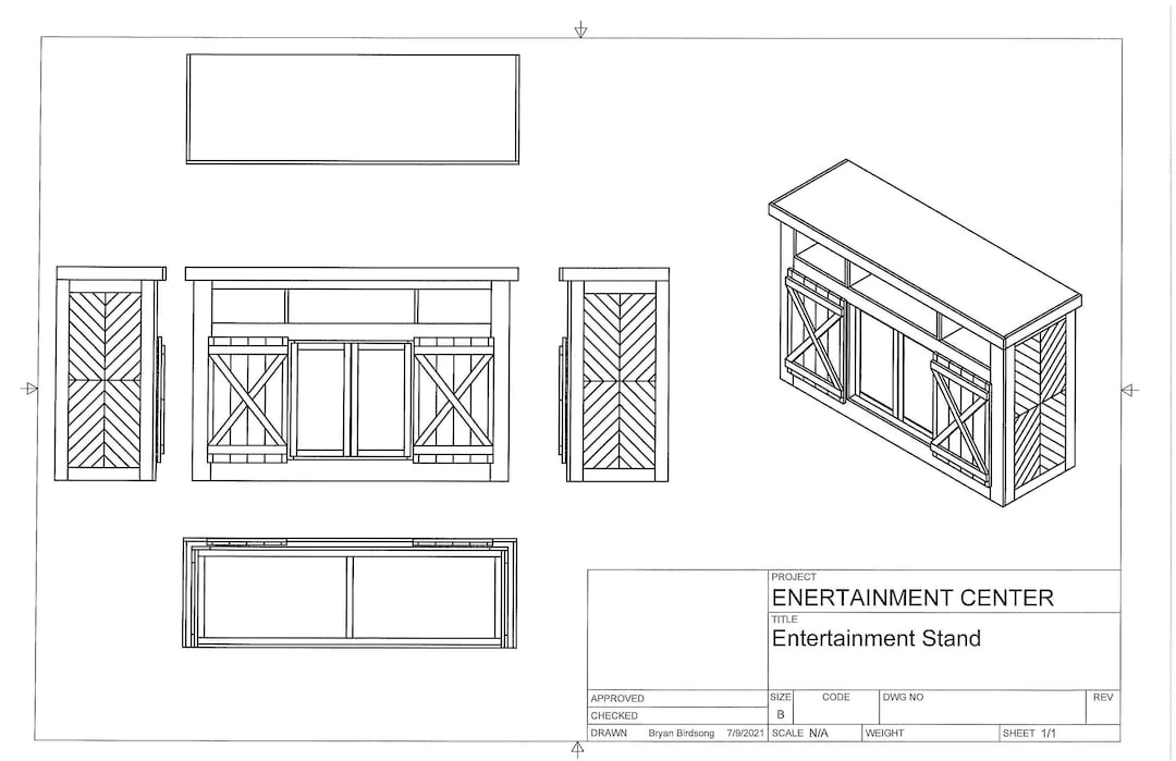 Entertainment Center Digital Plans, DIY Wood Working Plans - Etsy