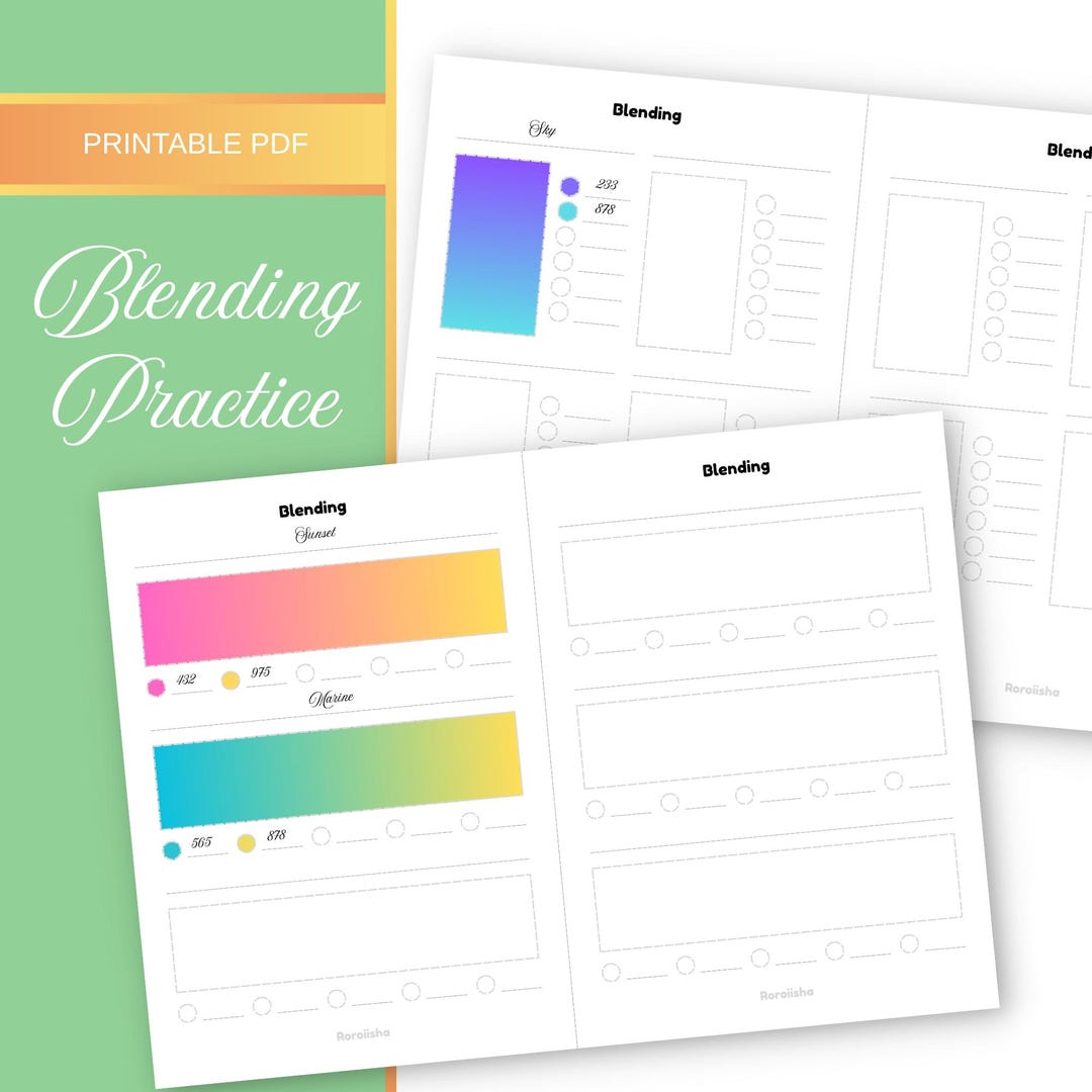 Coloring Blending Practice Sheets Template Printable PDF Alcohol Marker ...
