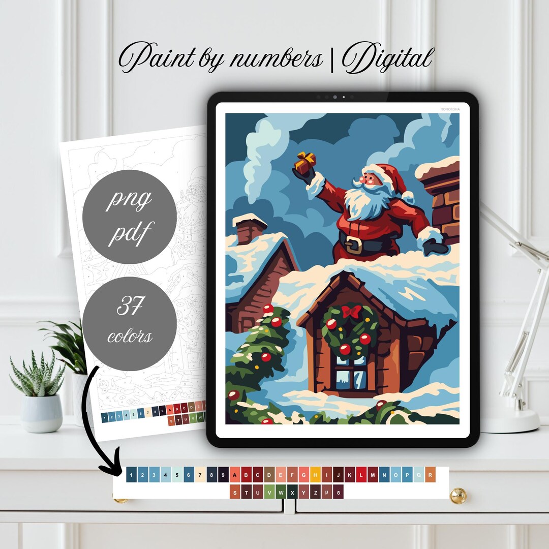 Santa Claus Color by Number Printable Coloring Page Paint by Number for ...