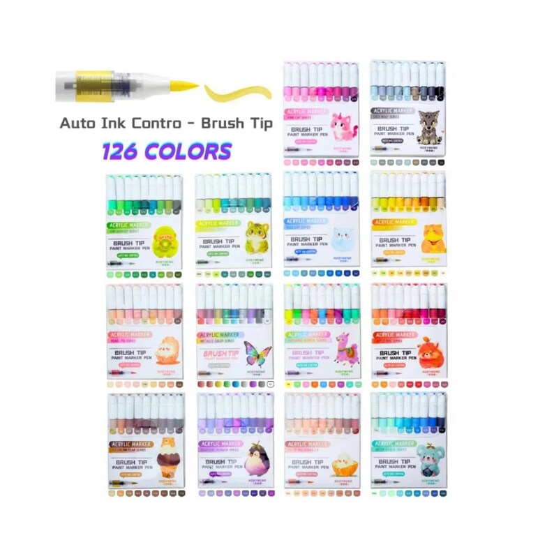 Rosymeng 126 Colors Acrylic Markers Swatch Template 14 Series Printable ...