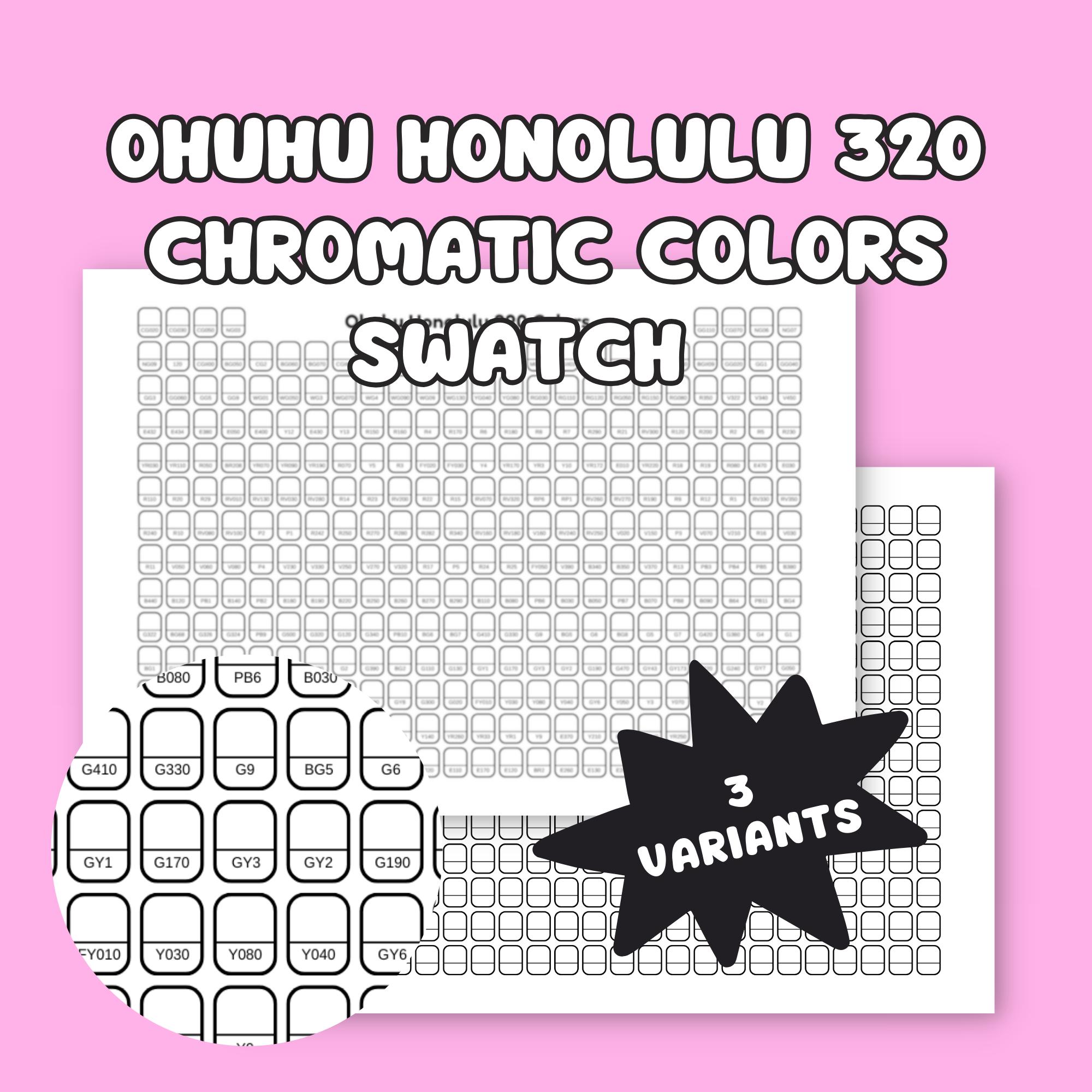 Ohuhu Honolulu 320 Color Swatch Chart Printable Marker Swatch Card ...