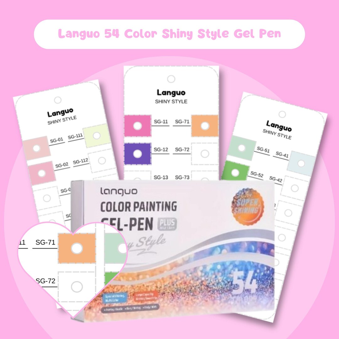 Languo 54 Colors Shiny Style Gel Pens Swatch Chart Printable PDF Color ...