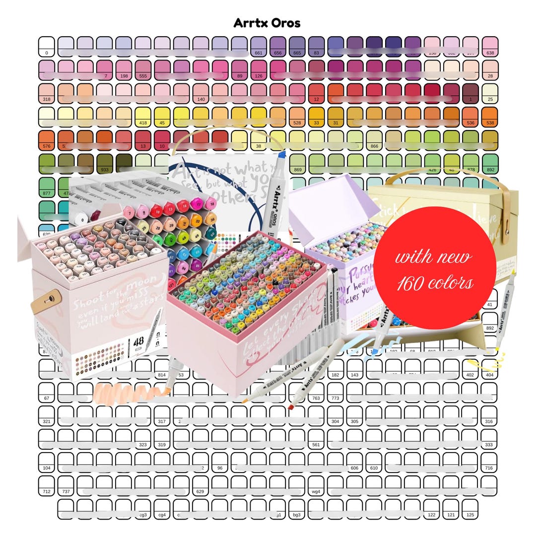 Arrtx OROS All Sets 160 90 80 66 48 Colors Marker Swatch Template ...
