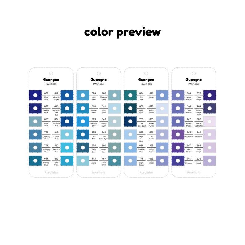 Guangna 366 Colors Acrylic Brush Markers Swatch Template PDF Marker ...