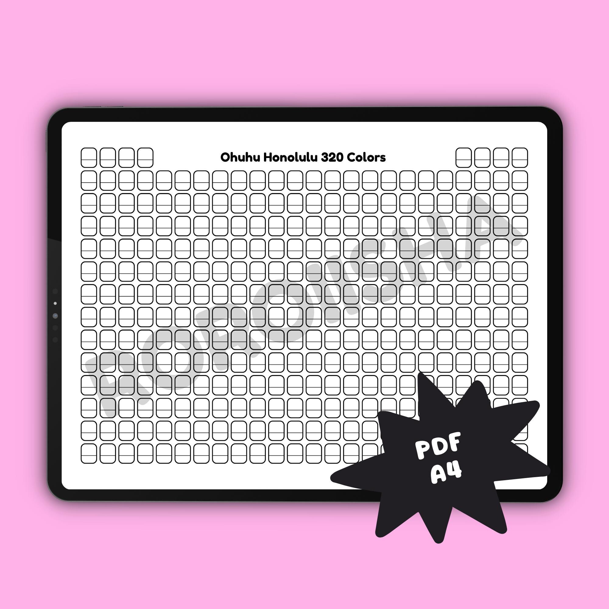 Ohuhu Honolulu 320 Color Swatch Chart Printable Marker Swatch Card ...