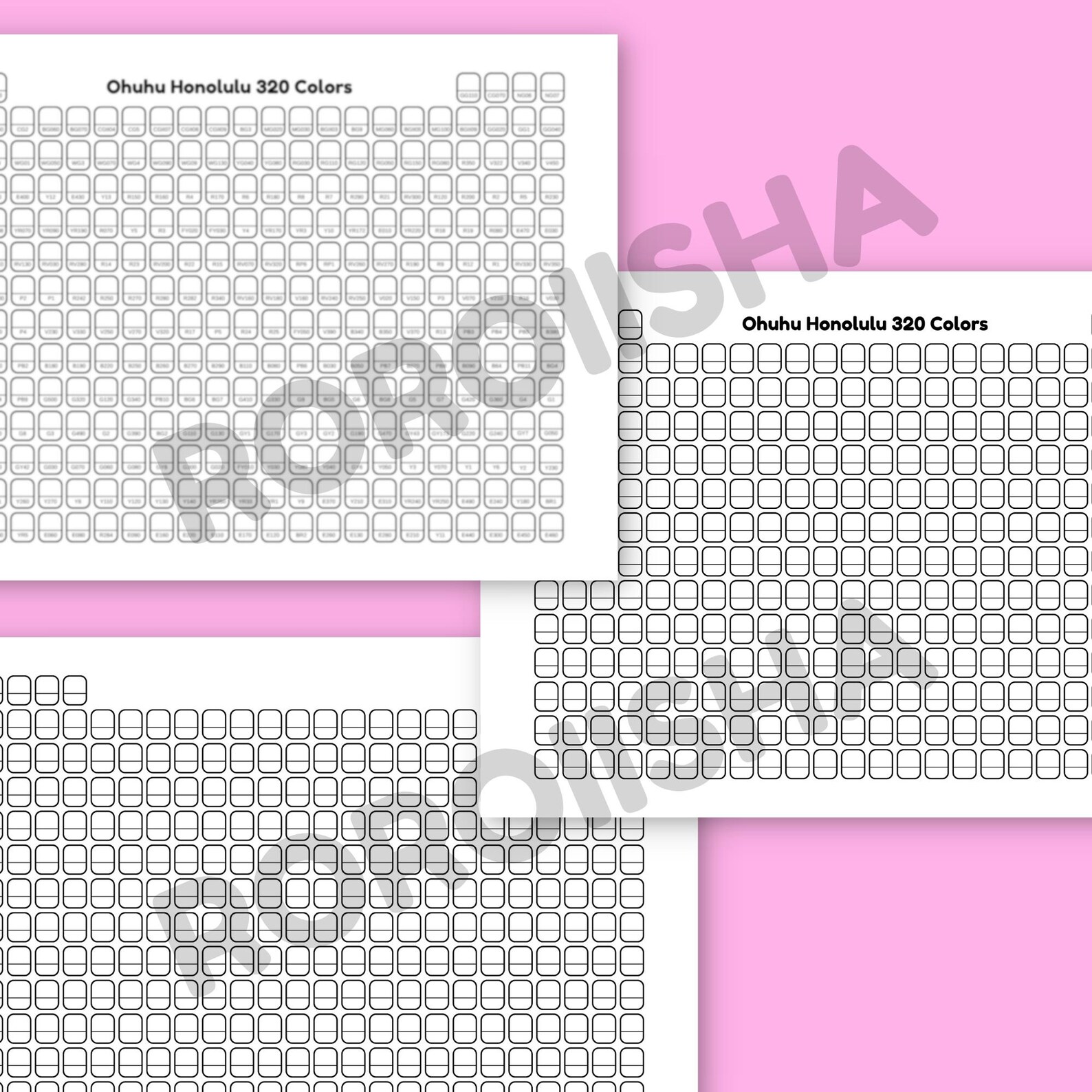 Ohuhu Honolulu 320 Color Swatch Chart Printable Marker Swatch Card ...