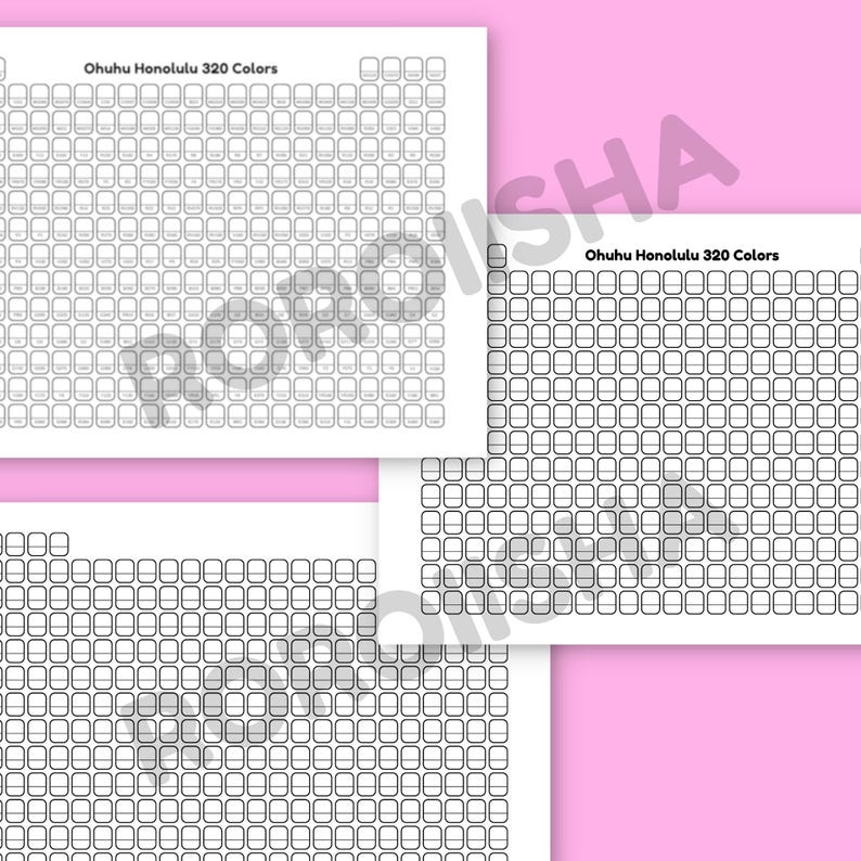 Ohuhu Honolulu 320 Color Swatch Chart Printable Marker Swatch Card ...