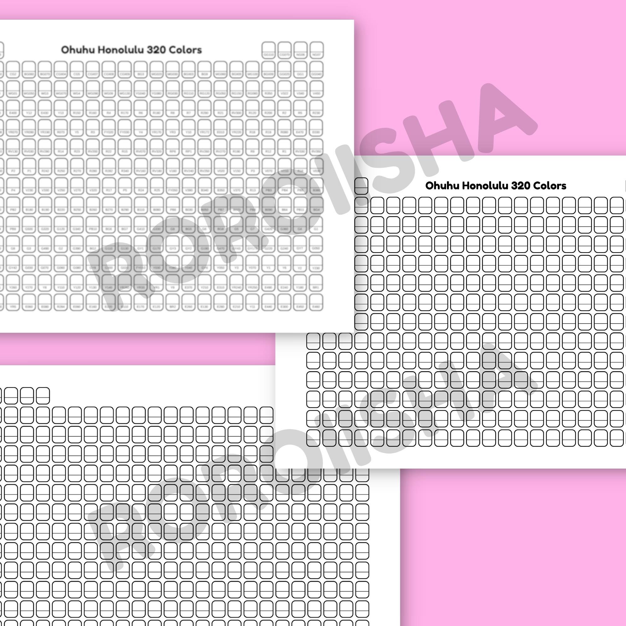 Ohuhu Honolulu 320 Color Swatch Chart Printable Marker Swatch Card ...