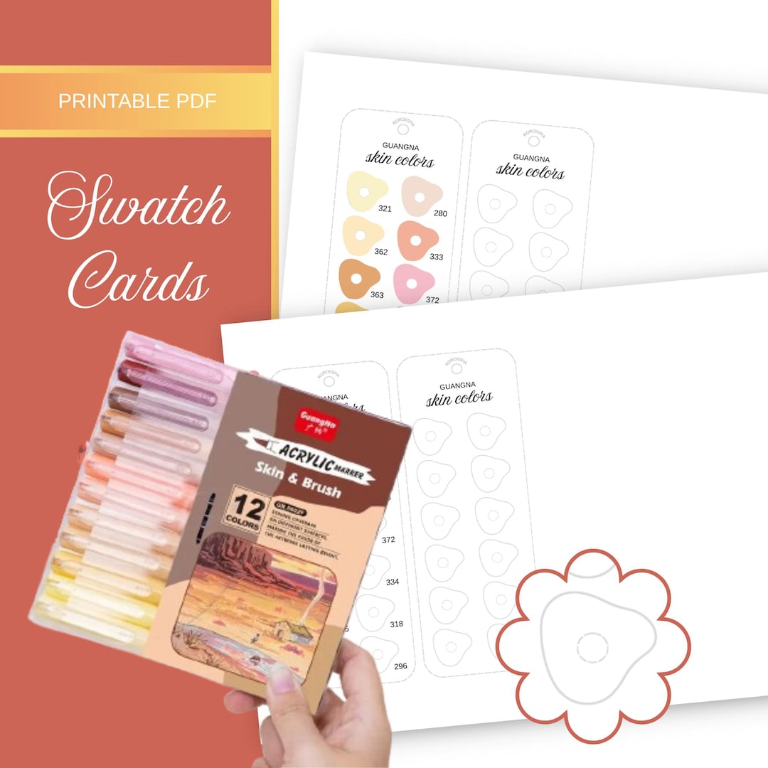 Guangna Skin 12 Colors Brush Pen Swatch Template Printable Color Chart