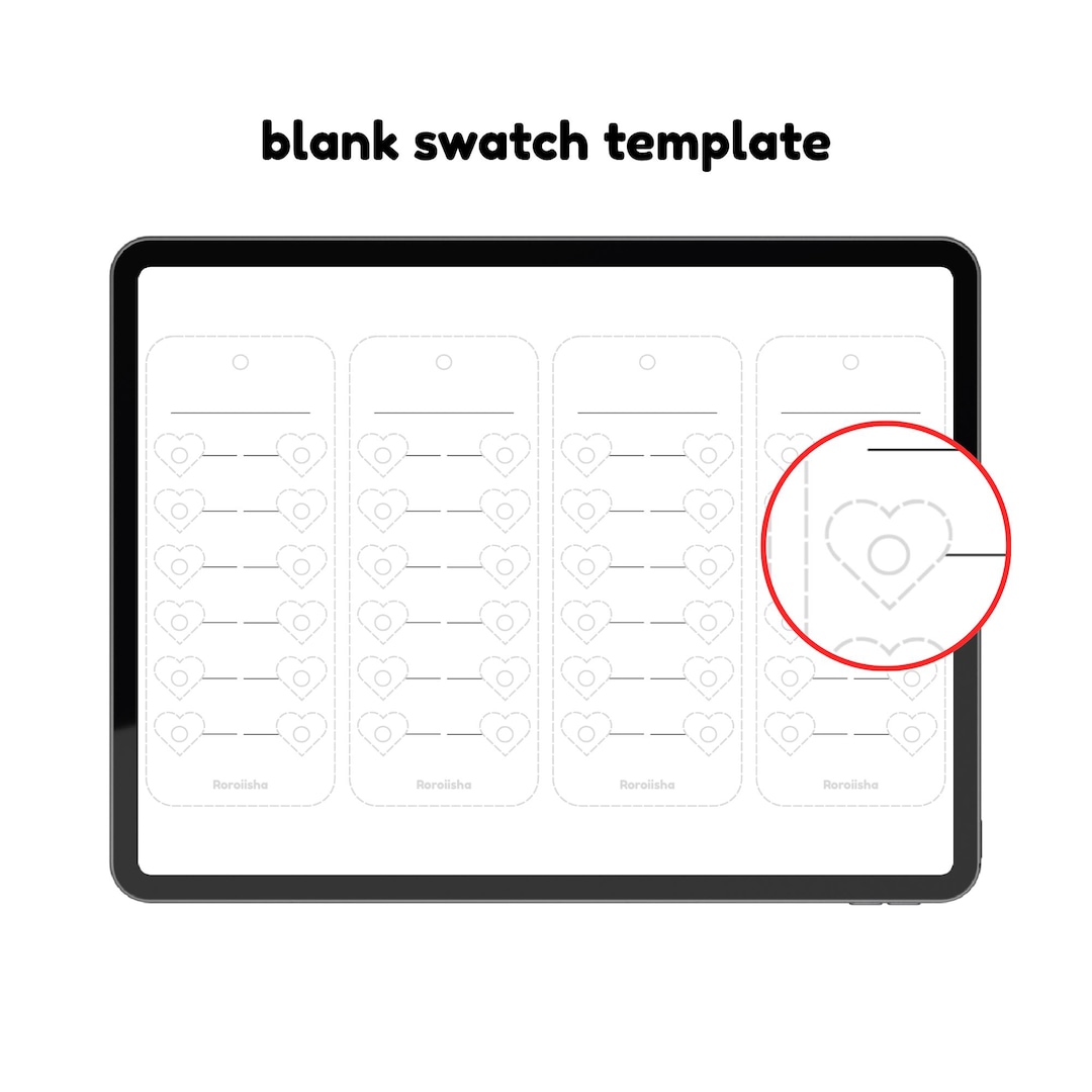 Blank Heart Color Swatch Card Template Printable Color Palette Marker ...