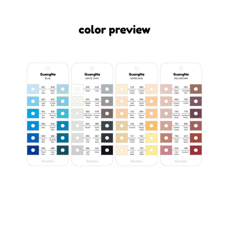 Guangna 132 Colors Acrylic Marker Swatch Template Printable 11 Packs ...