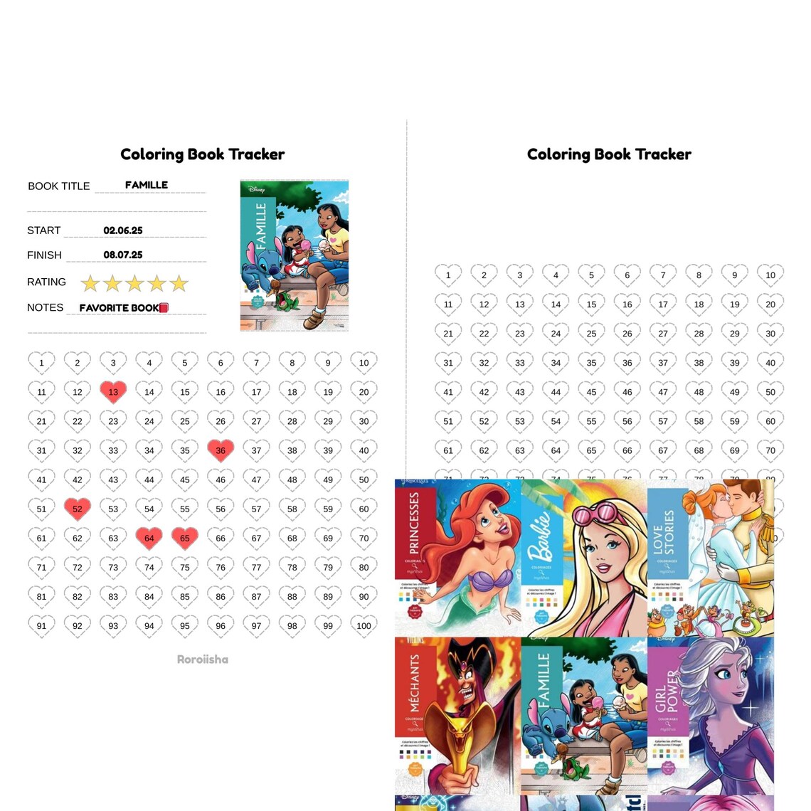 Coloring Book Tracker Printable 100, 50, 40 Pages Variants Digital ...