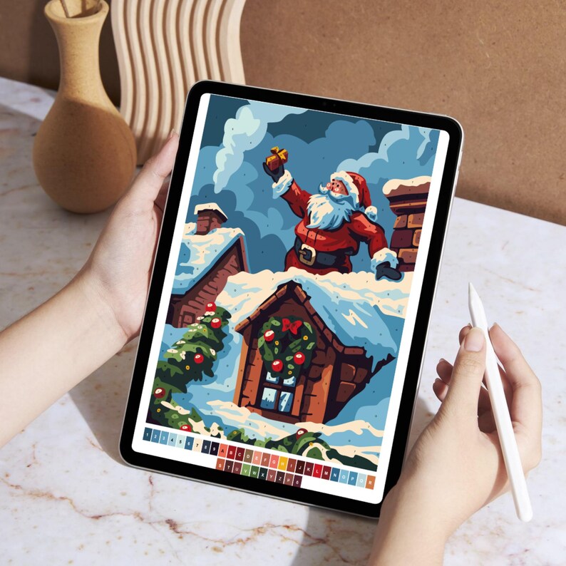 Santa Claus Color by Number Printable Coloring Page Paint by Number for ...