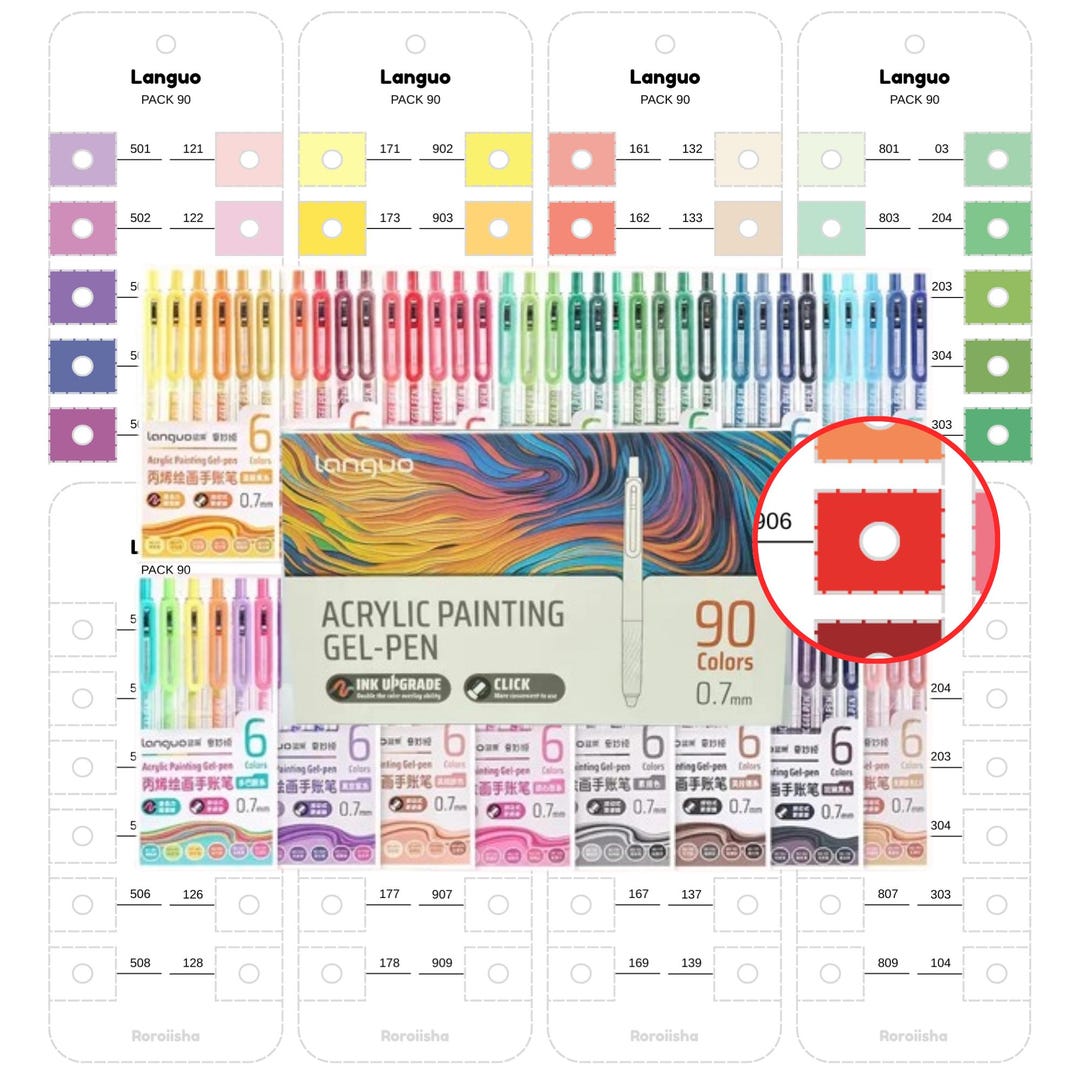 Languo 90 Colors Acrylic Gel Pens Swatch Template Printable Gel Pen ...