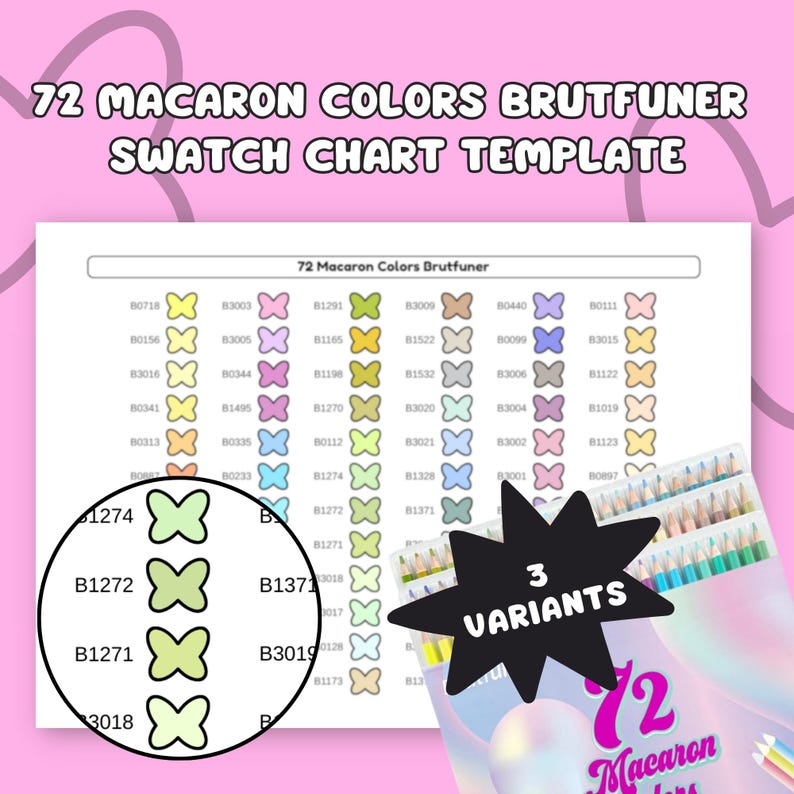 Brutfuner 72 Macaron Colors Swatch Chart Template Printable Pastel ...