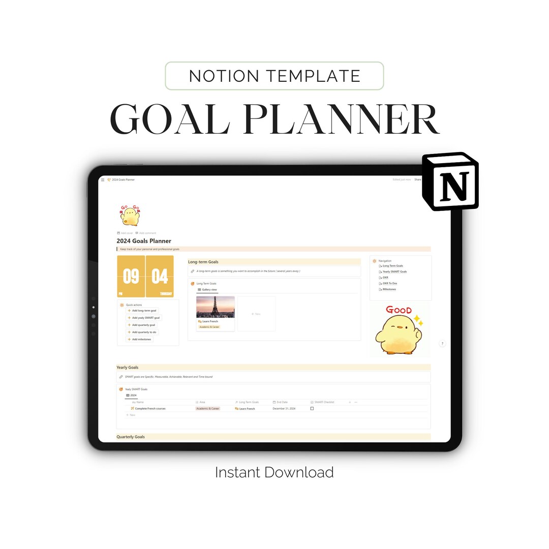 Goal Setting Notion Template Digital Goal Planner SMART - Etsy