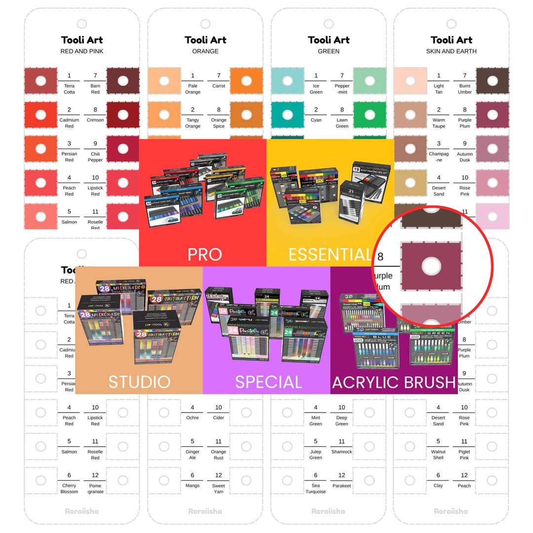 Tooli-art Marker Swatch Charts 22 Series Bundle Printable Color Chart ...