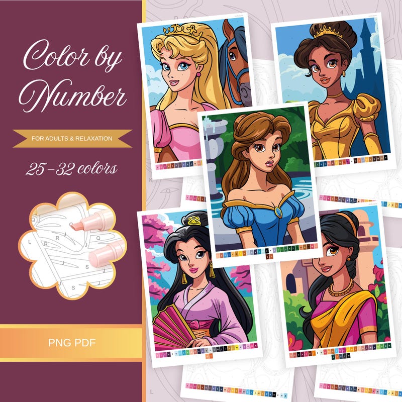 Princess Drawing Number - Etsy UK