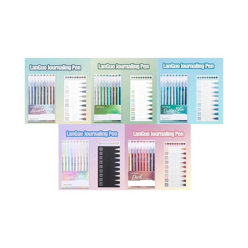 Languo 45 Colors Gel Pens Swatch Chart 5 Series Set Printable PDF ...