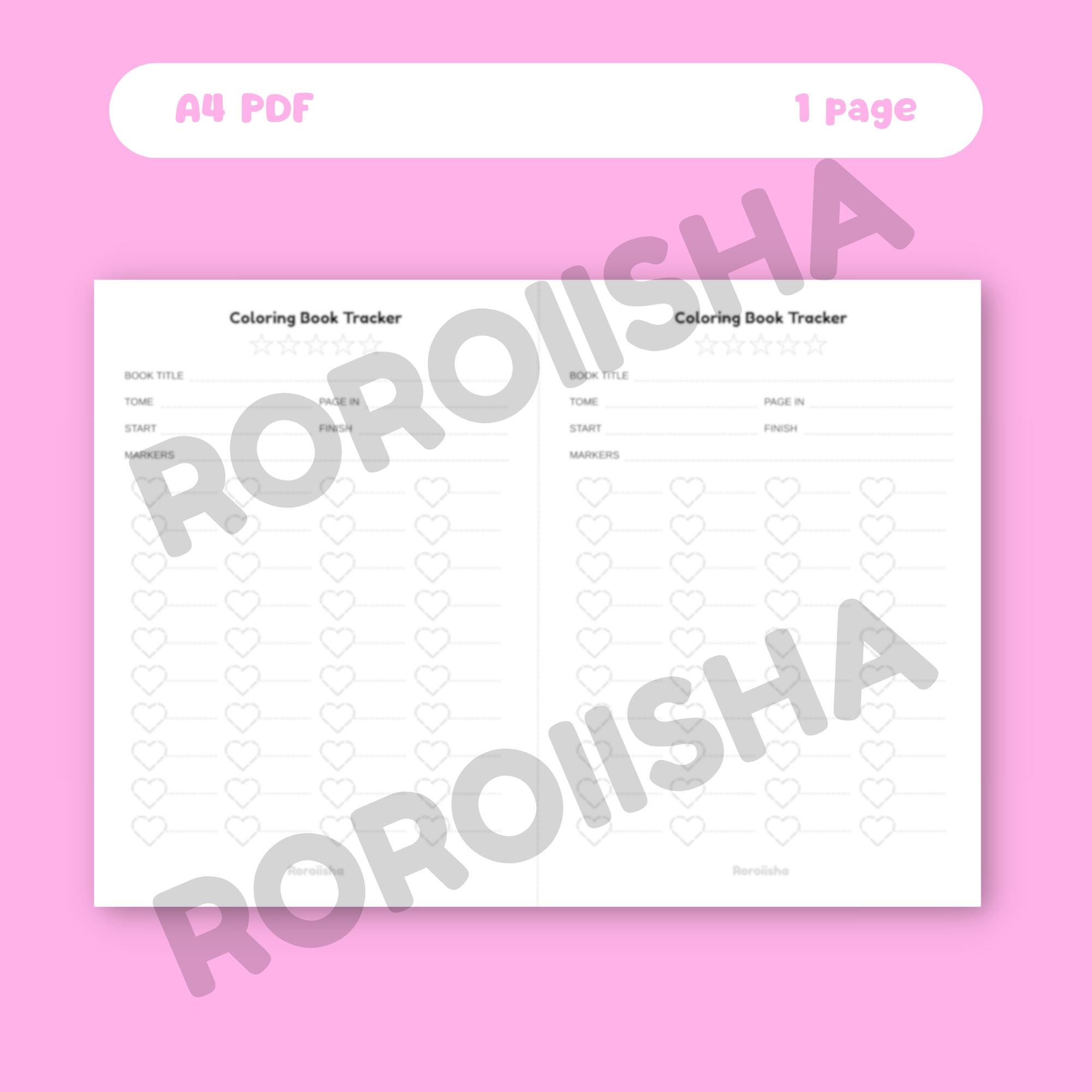 Coloring Book Tracker Printable PDF Coloring Progress Tracker for ...