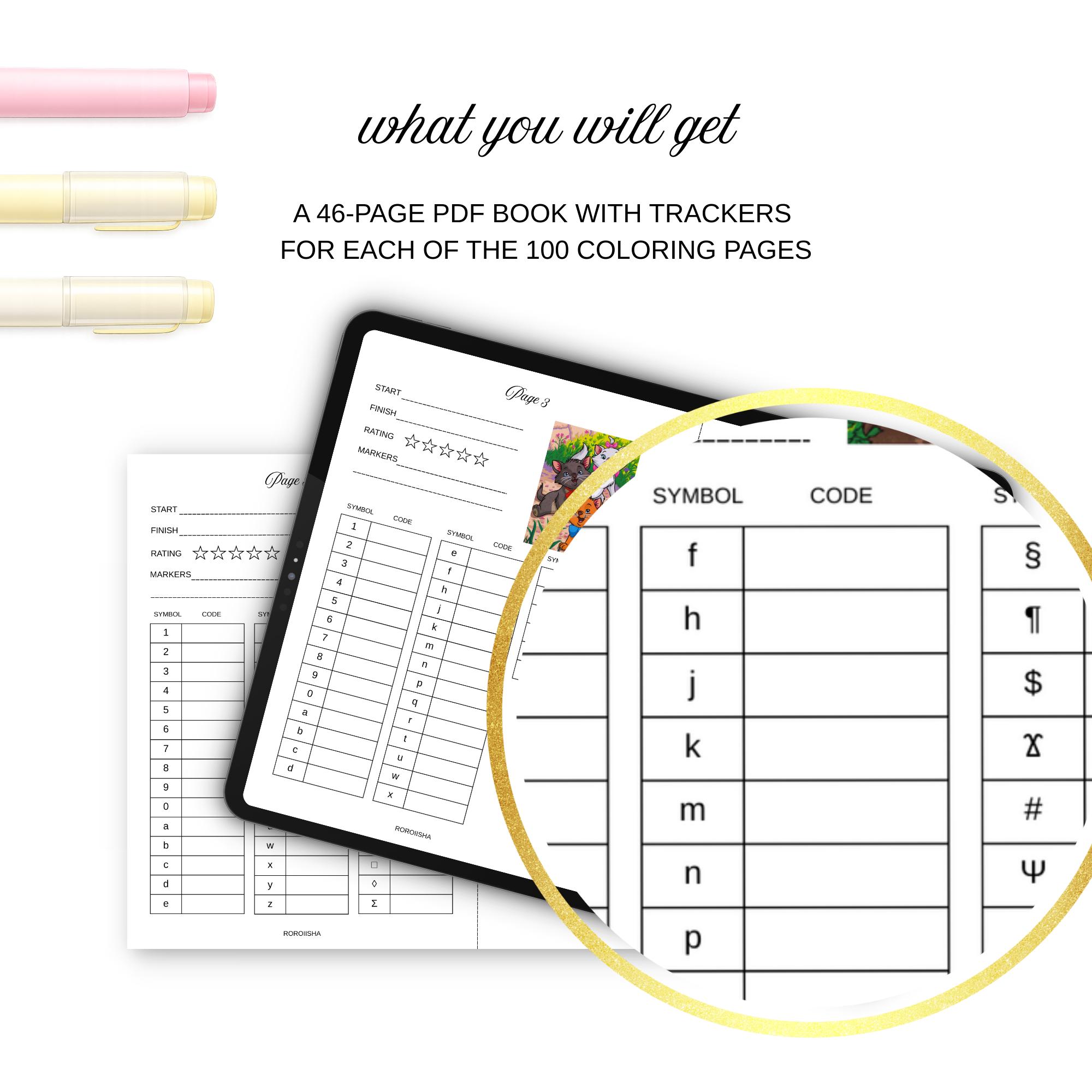 Coloring Book Tracker Tome 11 Color by Number Page Tracker Printable ...