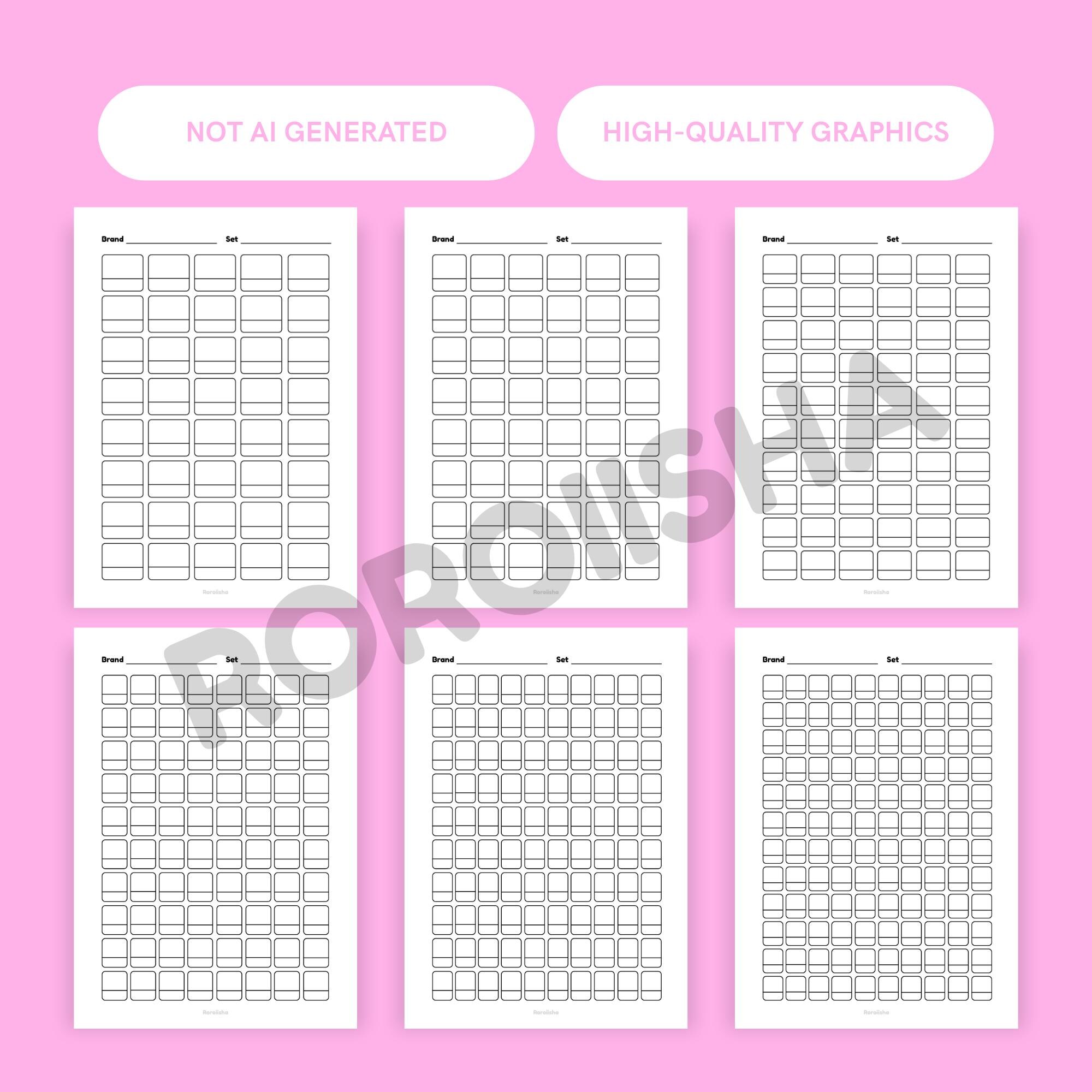 Color Swatch Chart Printable PDF 40 48 60 80 100 120 Blank Color Swatch ...