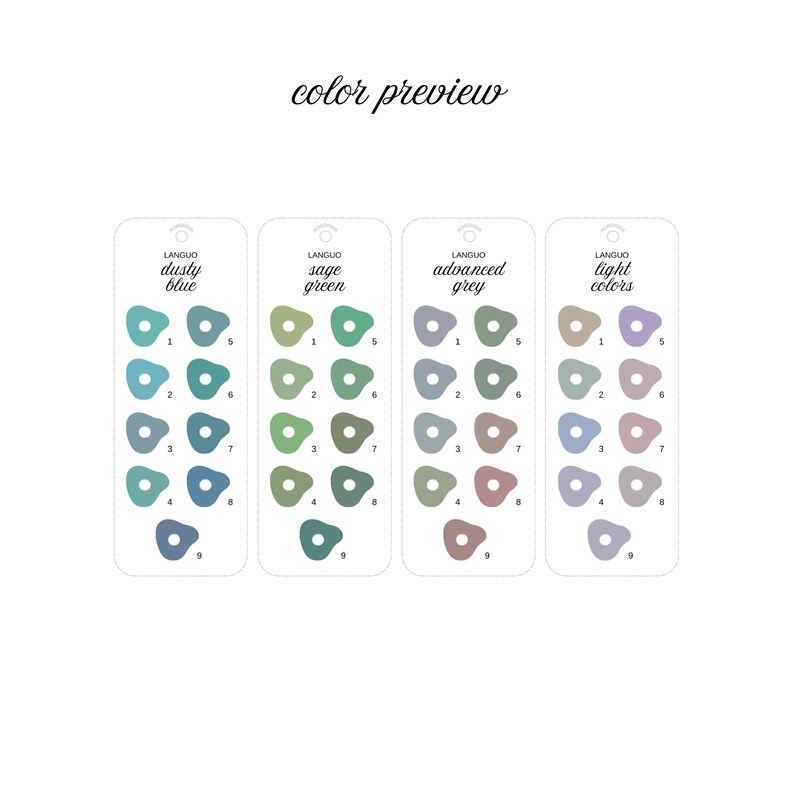 Languo 45 Colors Gel Pens Swatch Chart 5 Series Set Printable PDF ...