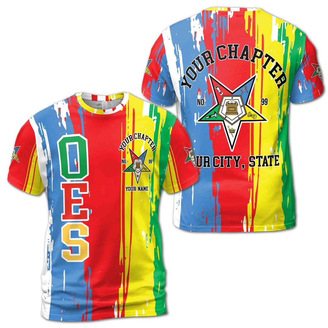 Personalized Colorful Order of the Eastern Star OES Pentagon Down T ...