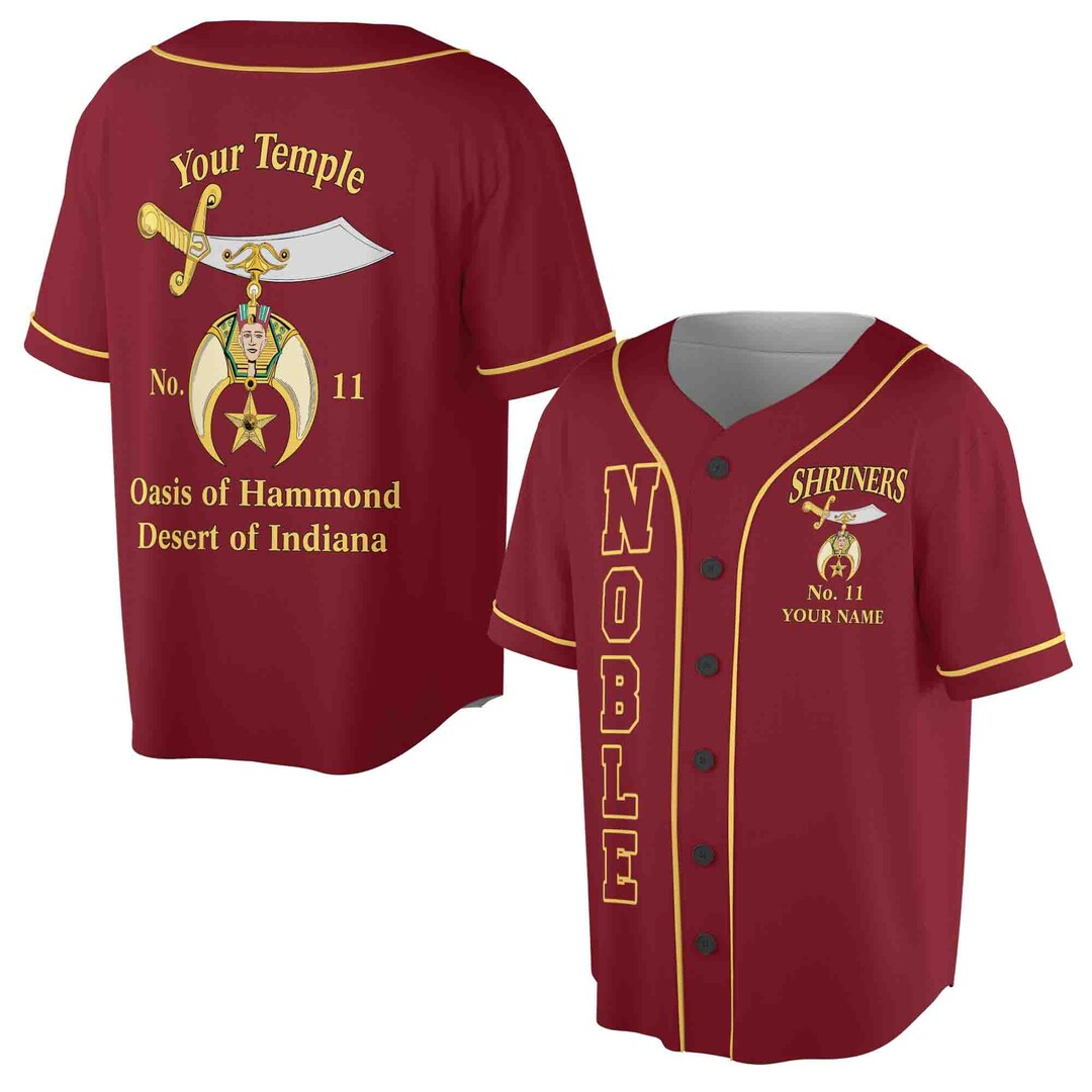 Custom Name Number Temple Shriners Noble Freemason Burgundy Baseball ...
