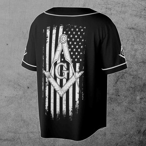 Masonic American Flag Square and Compass Freemason Baseball Jersey S ...