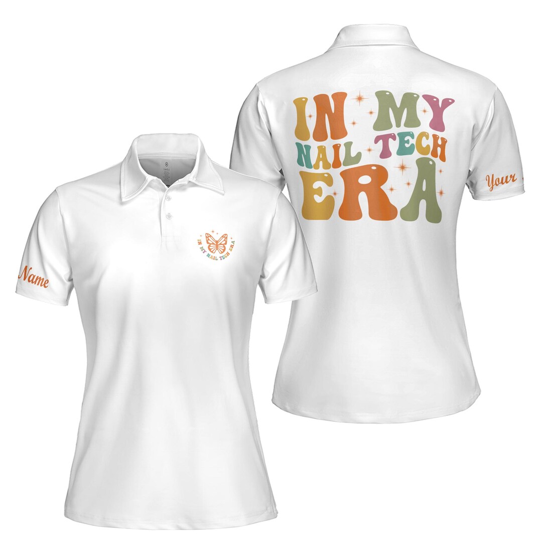 Custom Name Butterfly Design in My Nail Tech Era Women's Polo Shirt S ...